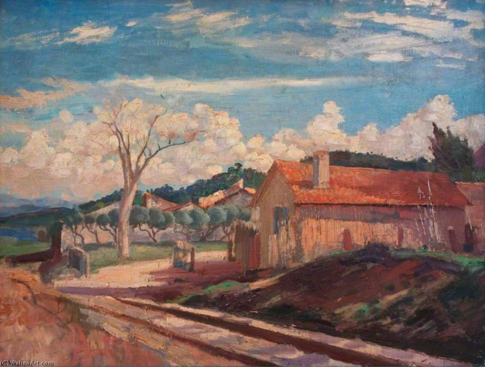 Réplique De Peinture Paysage avec passages à niveau de Augustus Edwin ...