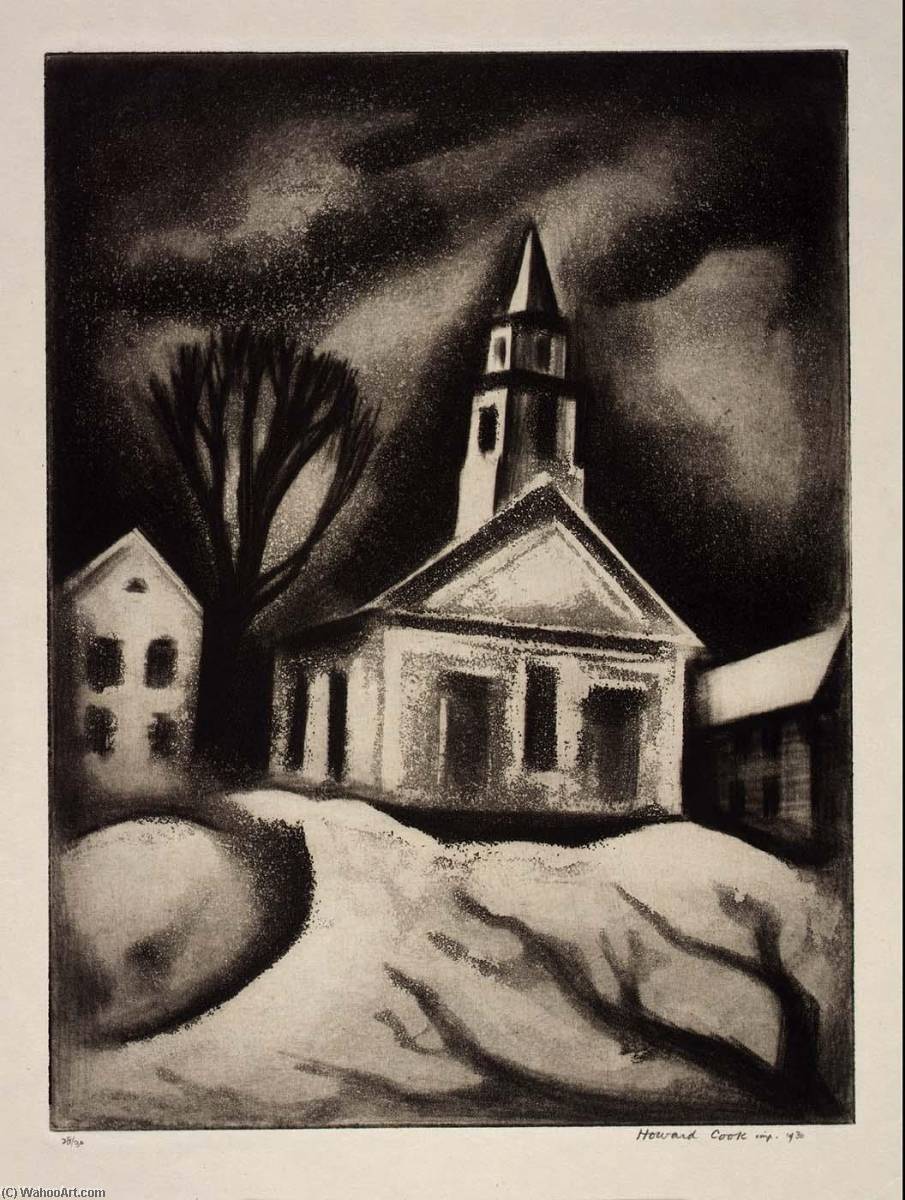 Reproductions De Qualité Musée Country Church, 1930 de Howard Cook ...